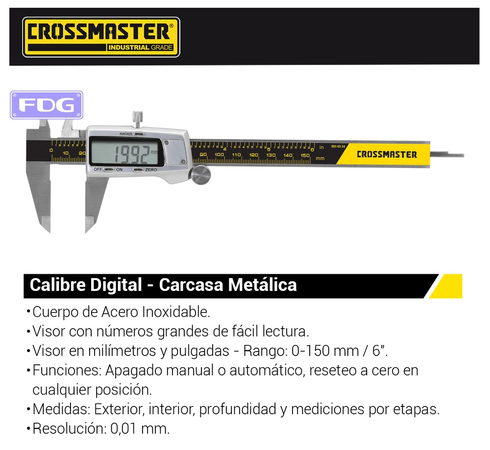 CALIBRE DIGITAL-A.INOX.0-150mm-CROS | FDG